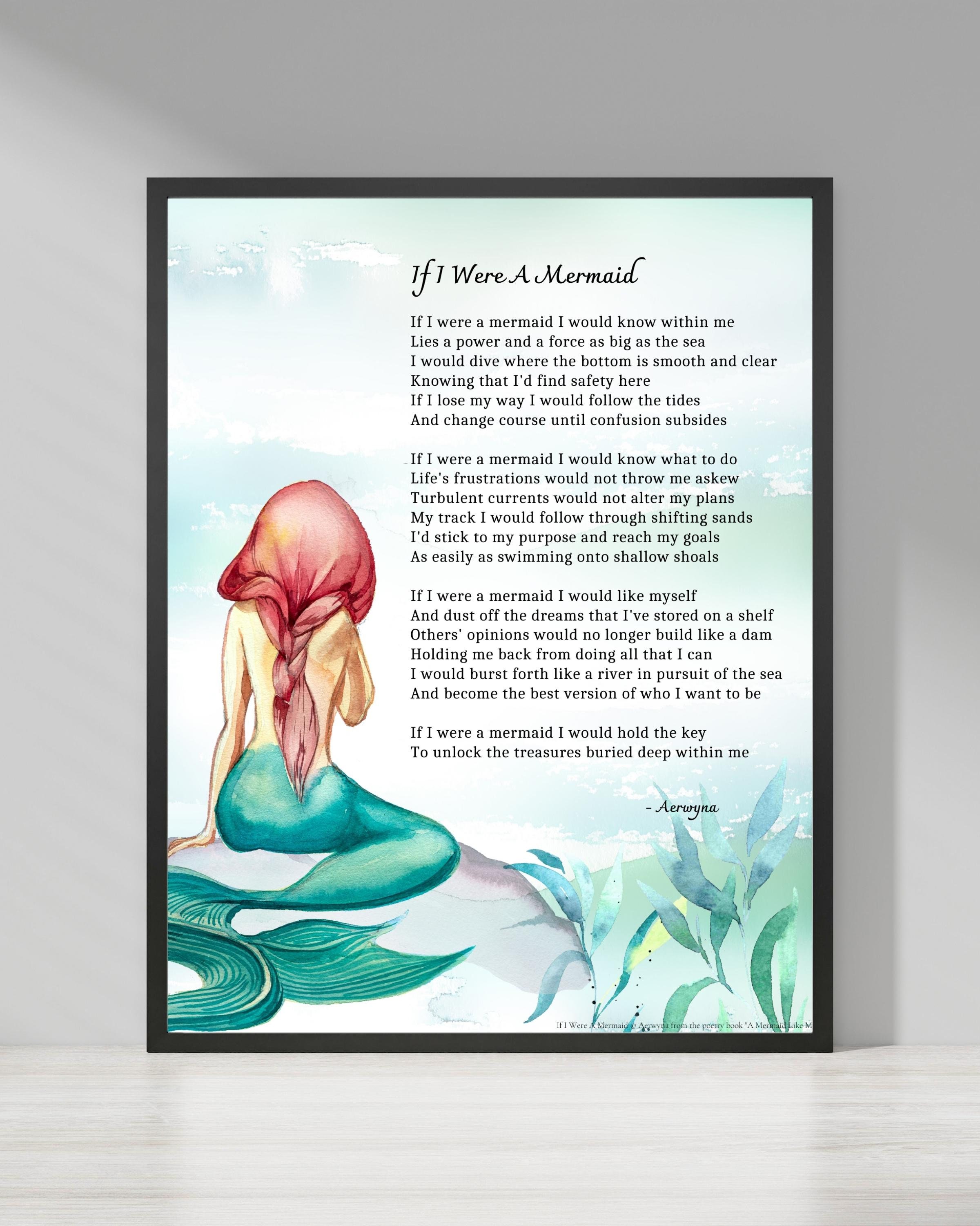 Printable Mermaid Poster Poetry Wall Art "if I Were A Mermaid" - Etsy