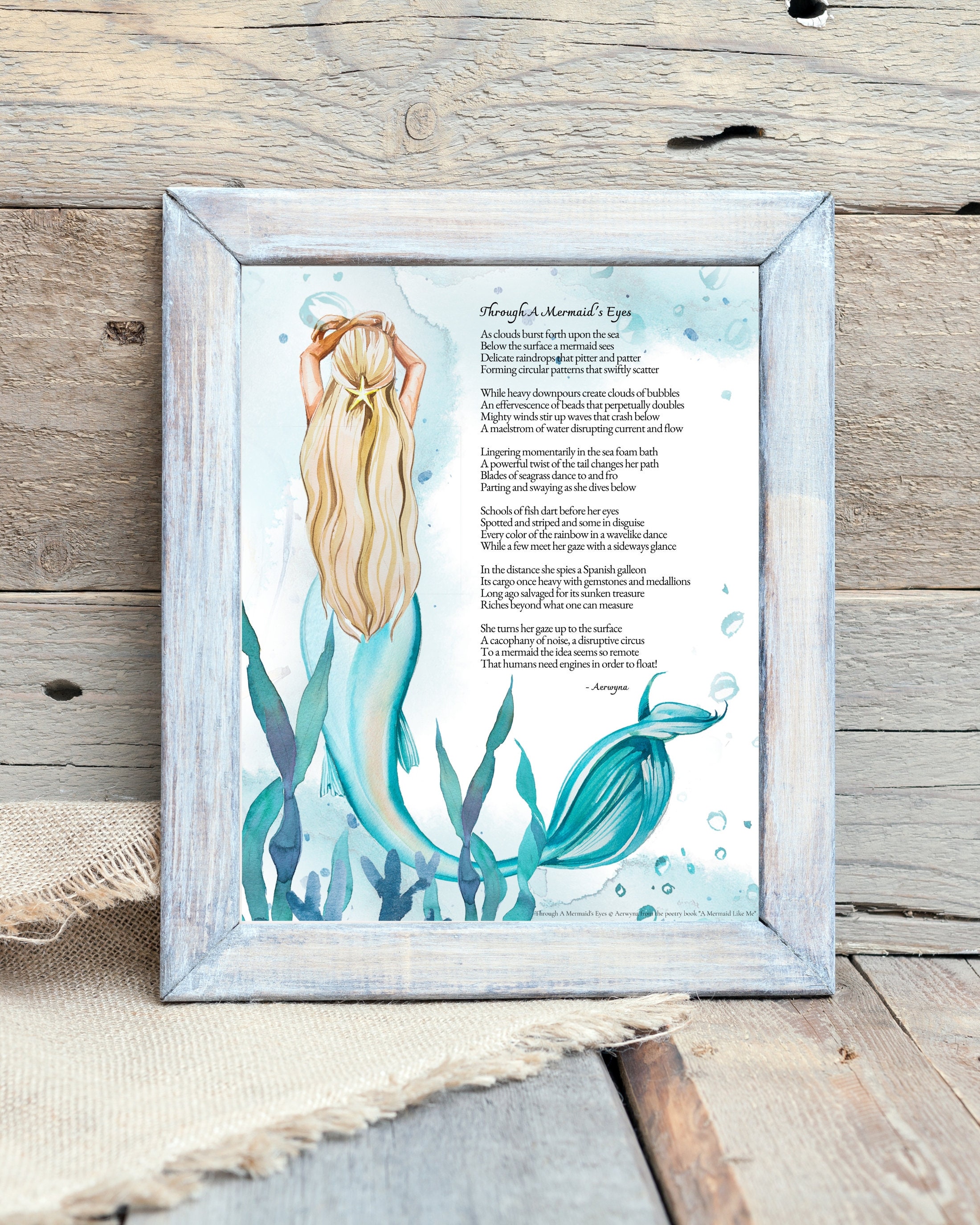 Printable Mermaid Poster Poetry Wall Art "through A Mermaid's Eyes" - Etsy