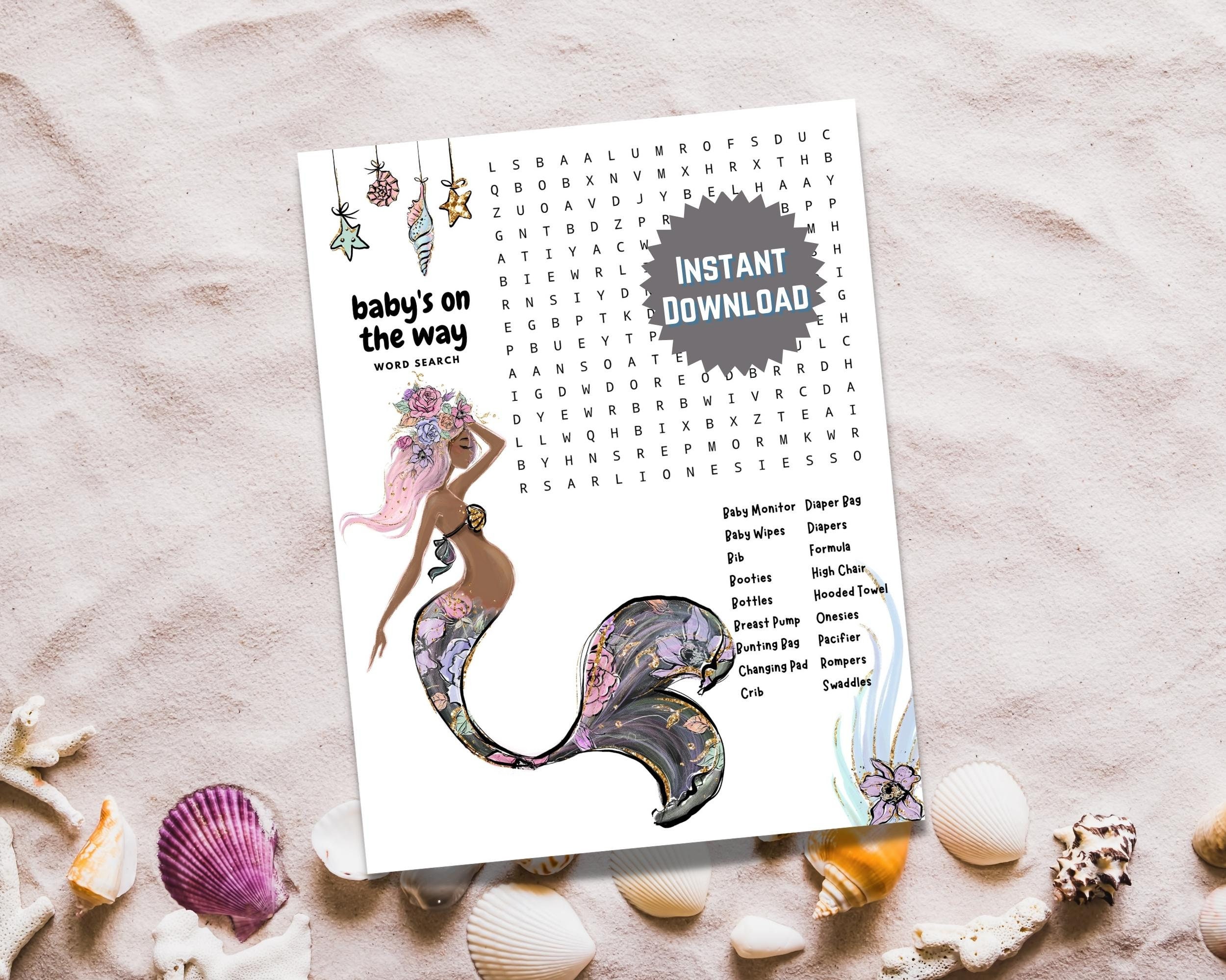 Printable Mermaid Baby Shower Games - Dark Skin Tone - Etsy