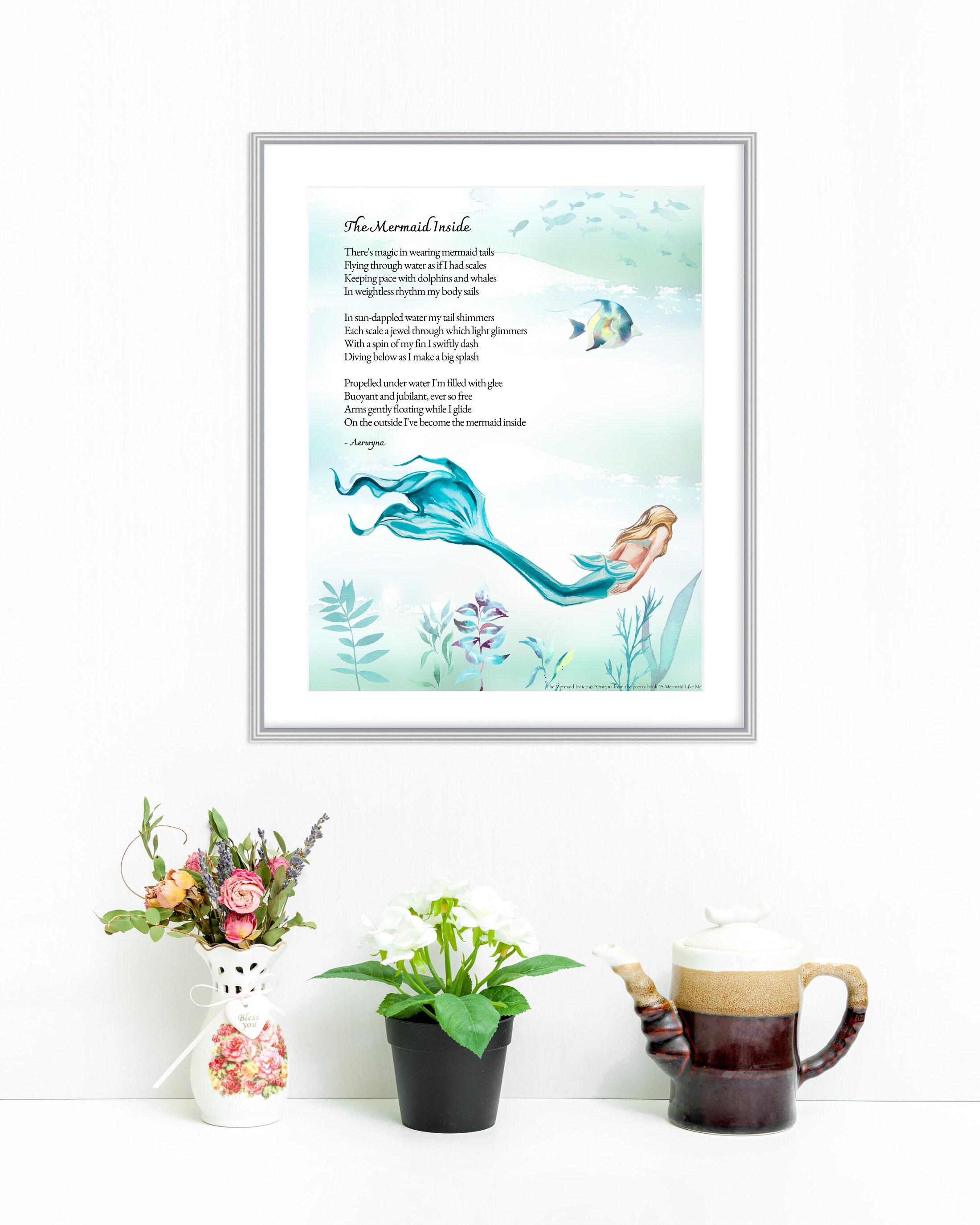 Mermaid Poster Poetry Wall Art "the Mermaid Inside" - Etsy