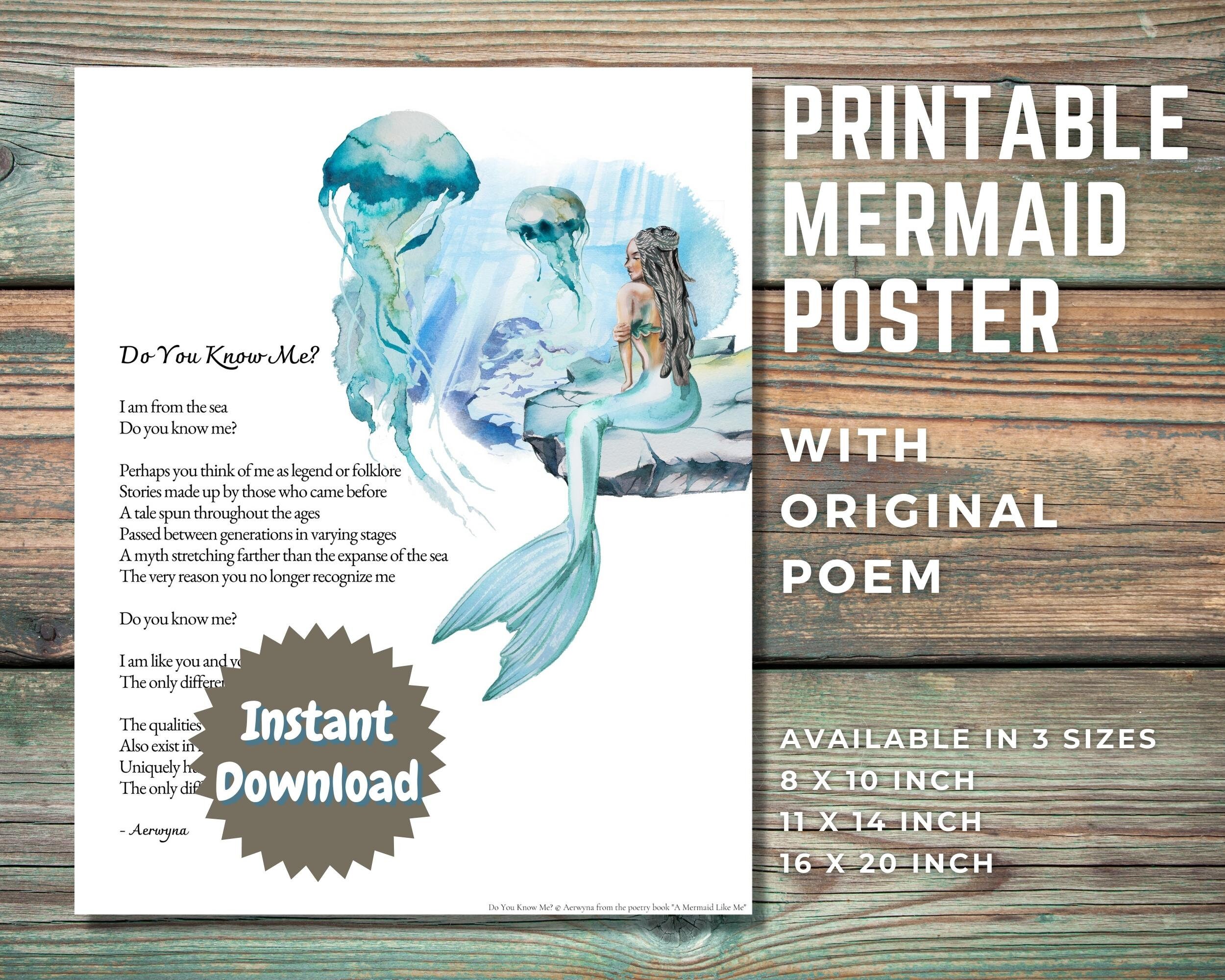Printable Mermaid Poster Poetry Wall Art do You Know Me - Etsy