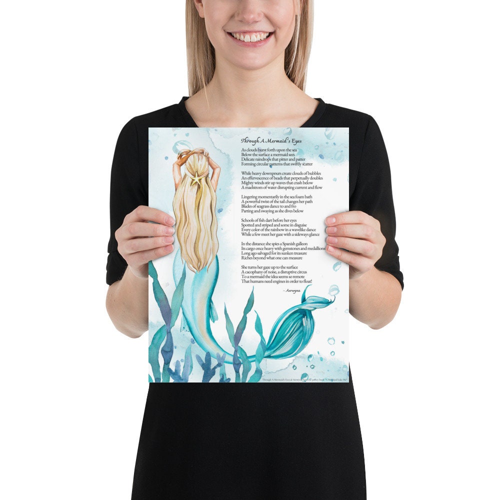 Printable Mermaid Poster Poetry Wall Art "through A Mermaid's Eyes" - Etsy