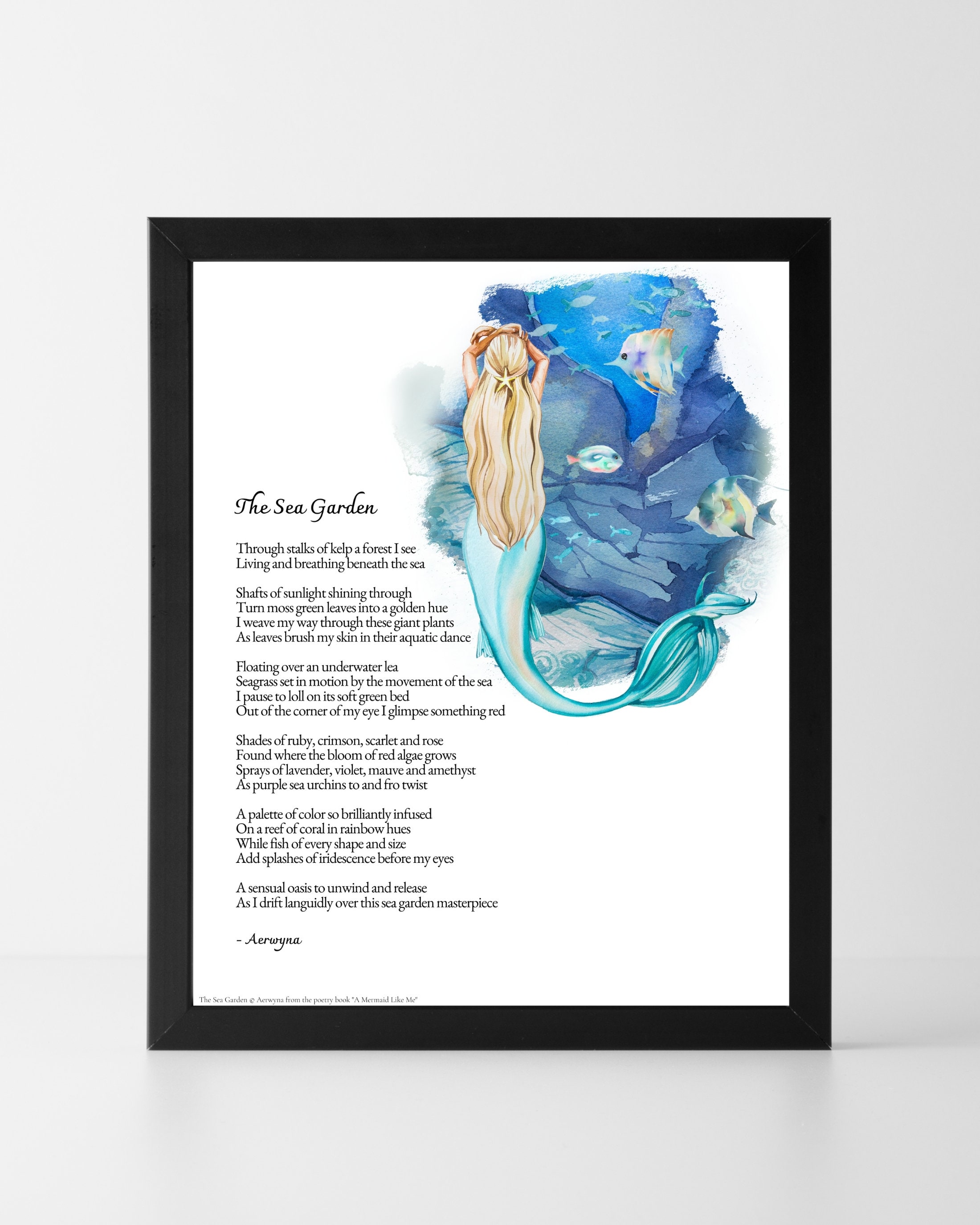 Mermaid Poster Poetry Wall Art "the Sea Garden" - Etsy