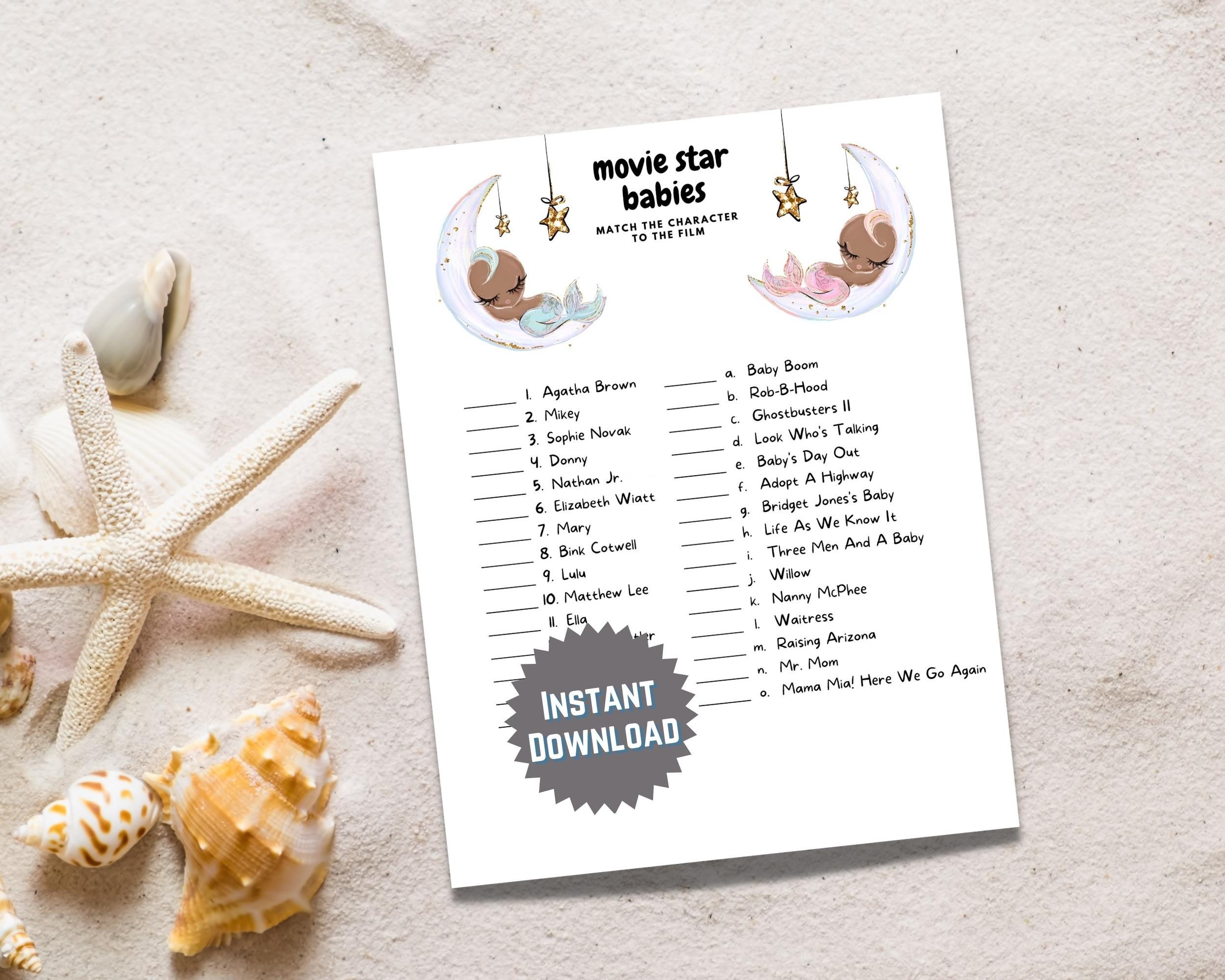 Printable Mermaid Baby Shower Games Dark Skin Tone - Etsy