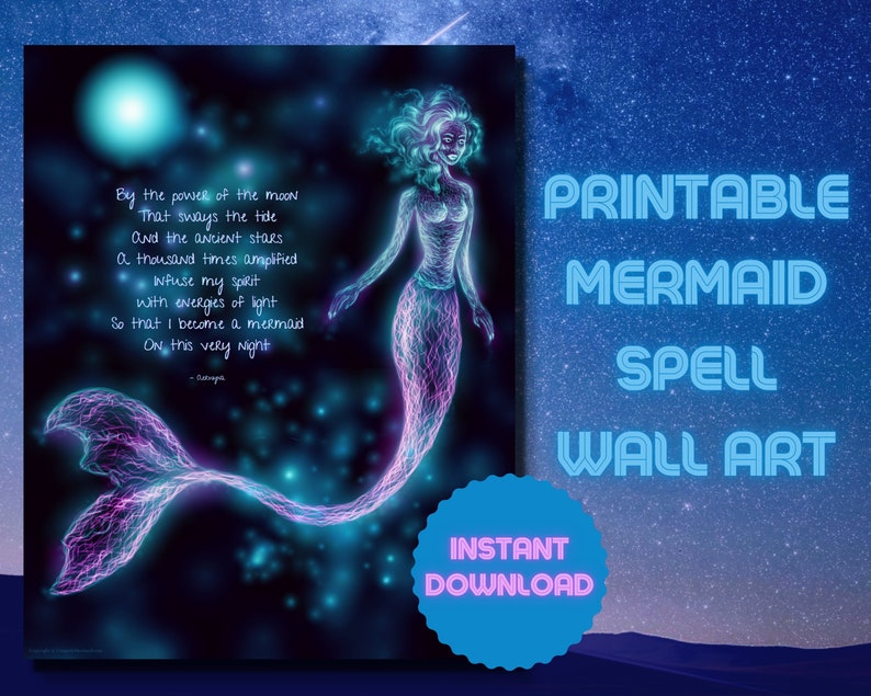 Buy Printable Mermaid Wall Art Transformation Spell Online in India - Etsy