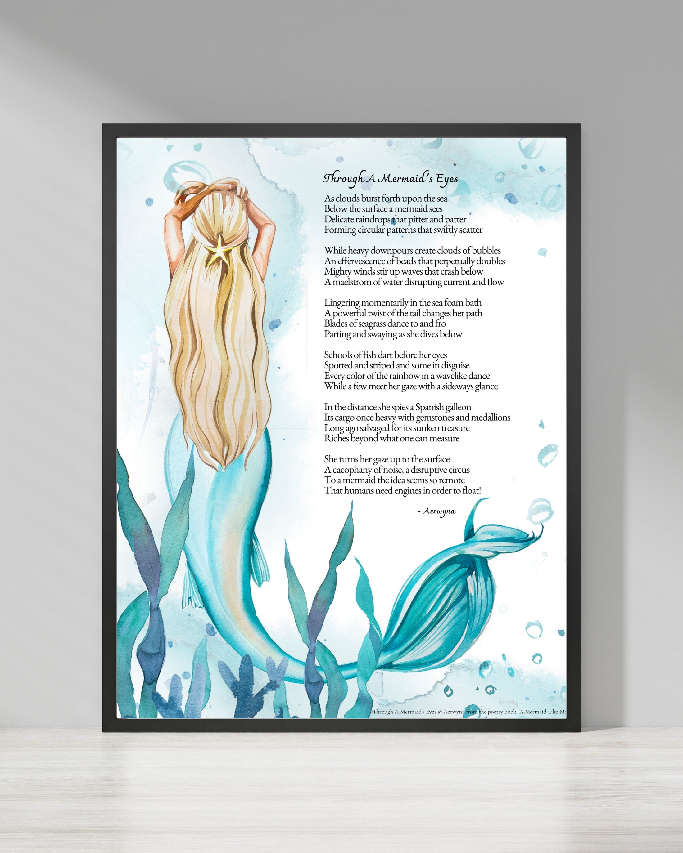 Printable Mermaid Poster Poetry Wall Art "through A Mermaid's Eyes" - Etsy