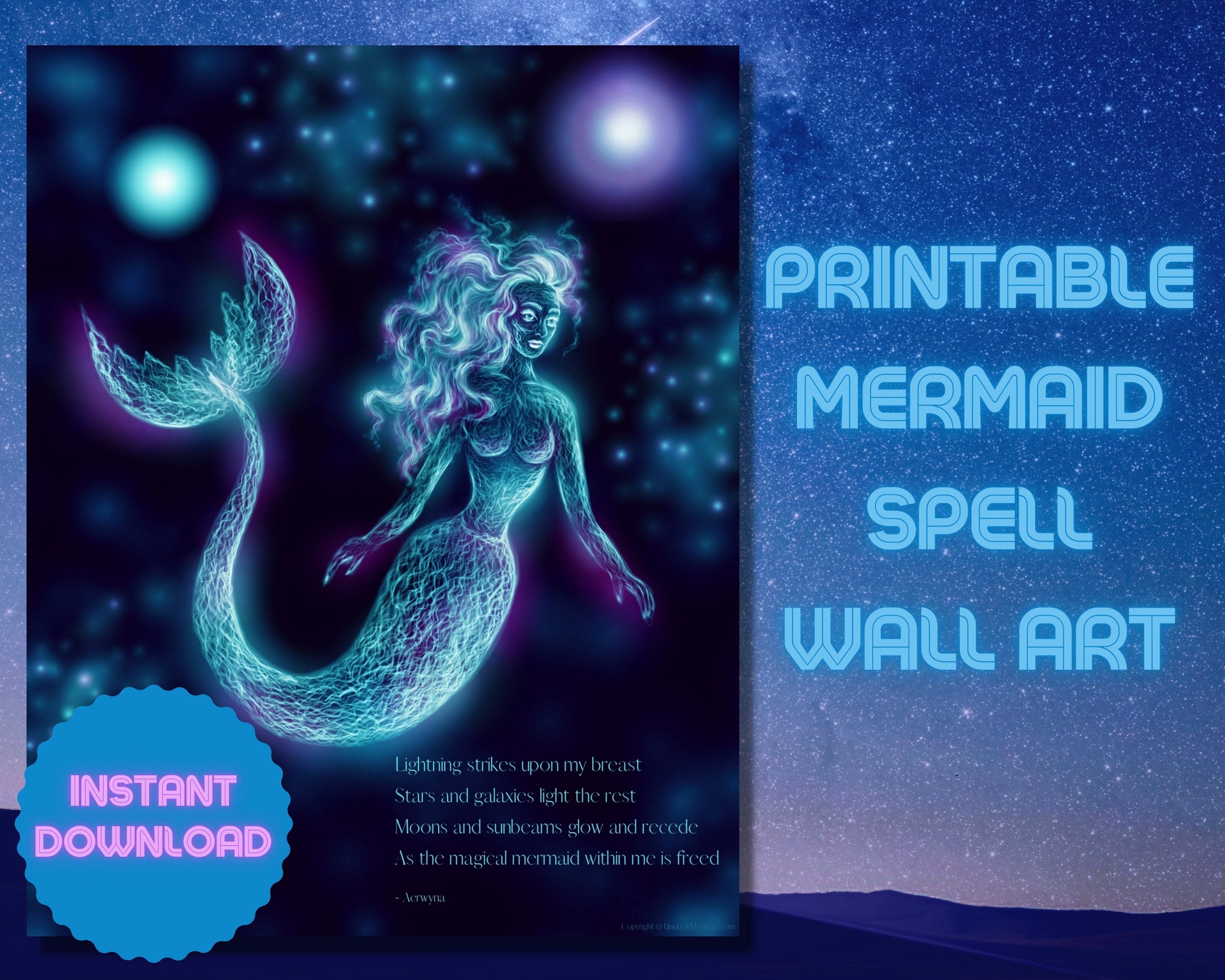 Printable Mermaid Wall Art Transformation Spell - Etsy Canada