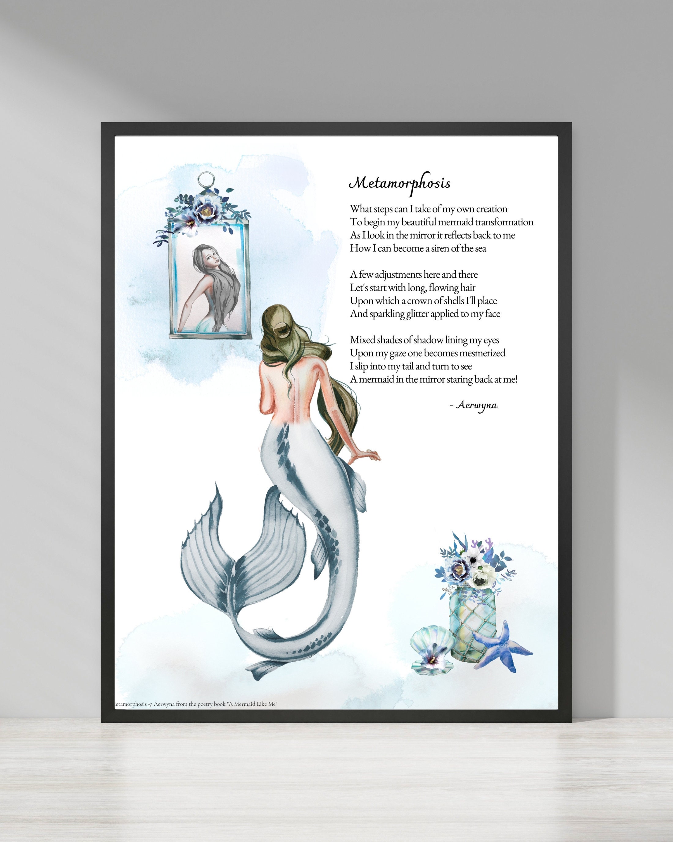 Mermaid Poster Poetry Wall Art "metamorphosis" - Etsy