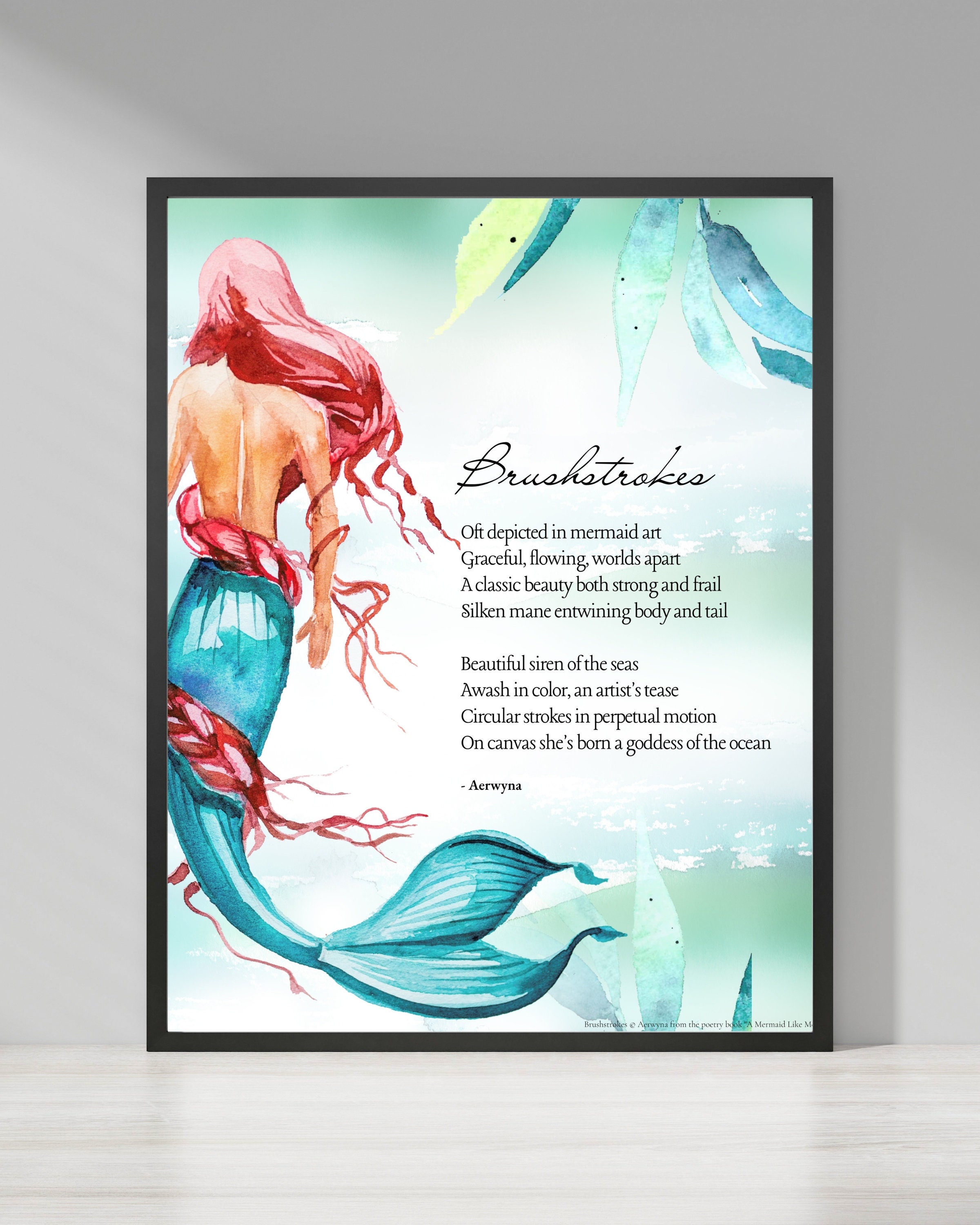 Printable Mermaid Poster Poetry Wall Art 