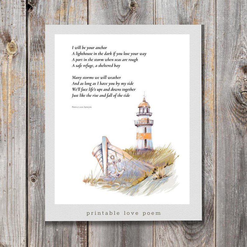 I Will Be Your Anchor - Printable Lighthouse Love Poem - Etsy