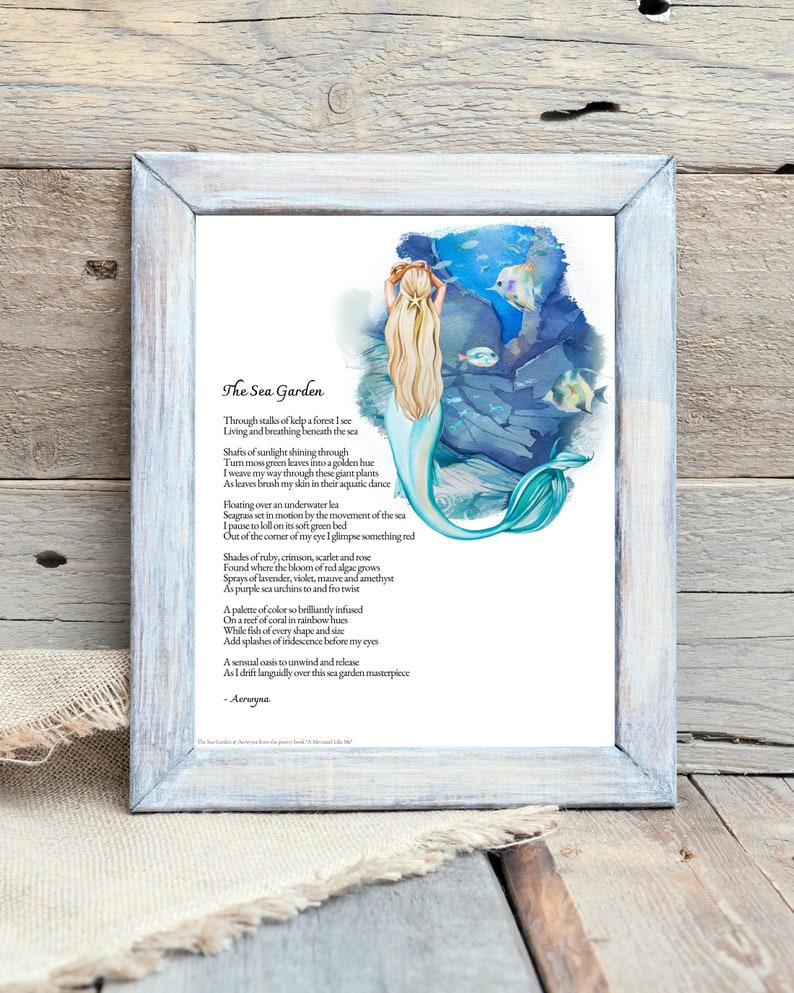 Printable Mermaid Poster Poetry Wall Art the Sea Garden - Etsy