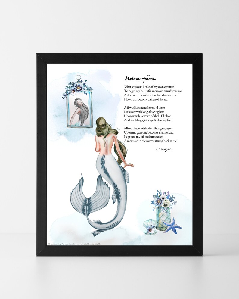 Mermaid Poster Poetry Wall Art metamorphosis - Etsy
