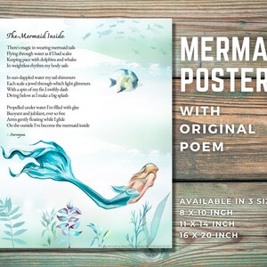 Mermaid Poster Poetry Wall Art "the Mermaid Inside" - Etsy