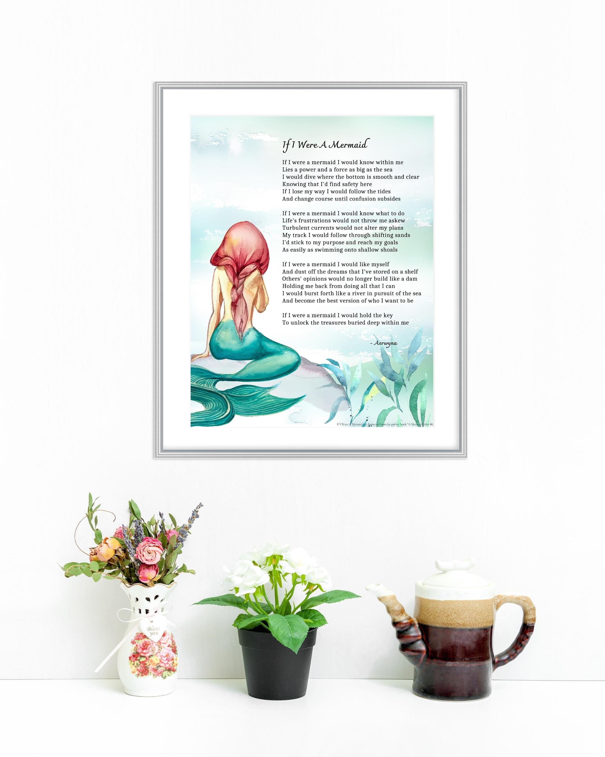 Printable Mermaid Poster Poetry Wall Art "if I Were A Mermaid" - Etsy
