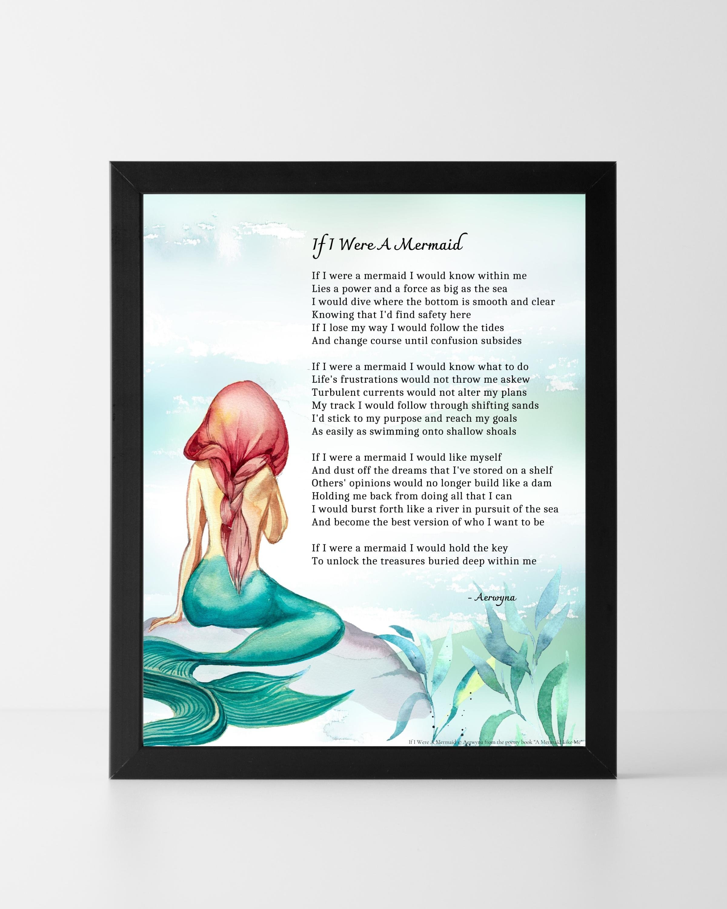 Printable Mermaid Poster Poetry Wall Art "if I Were A Mermaid" - Etsy