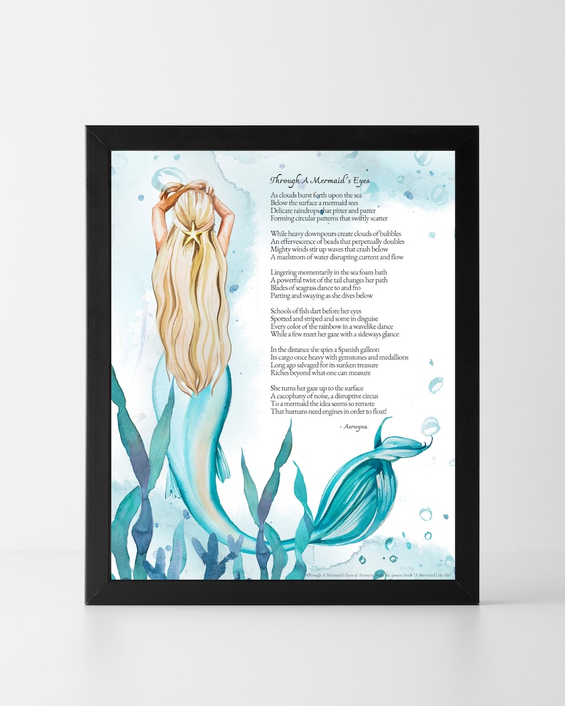 Printable Mermaid Poster Poetry Wall Art "through A Mermaid's Eyes" - Etsy
