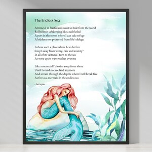 Mermaid Poster Poetry Wall Art the Endless Sea - Etsy