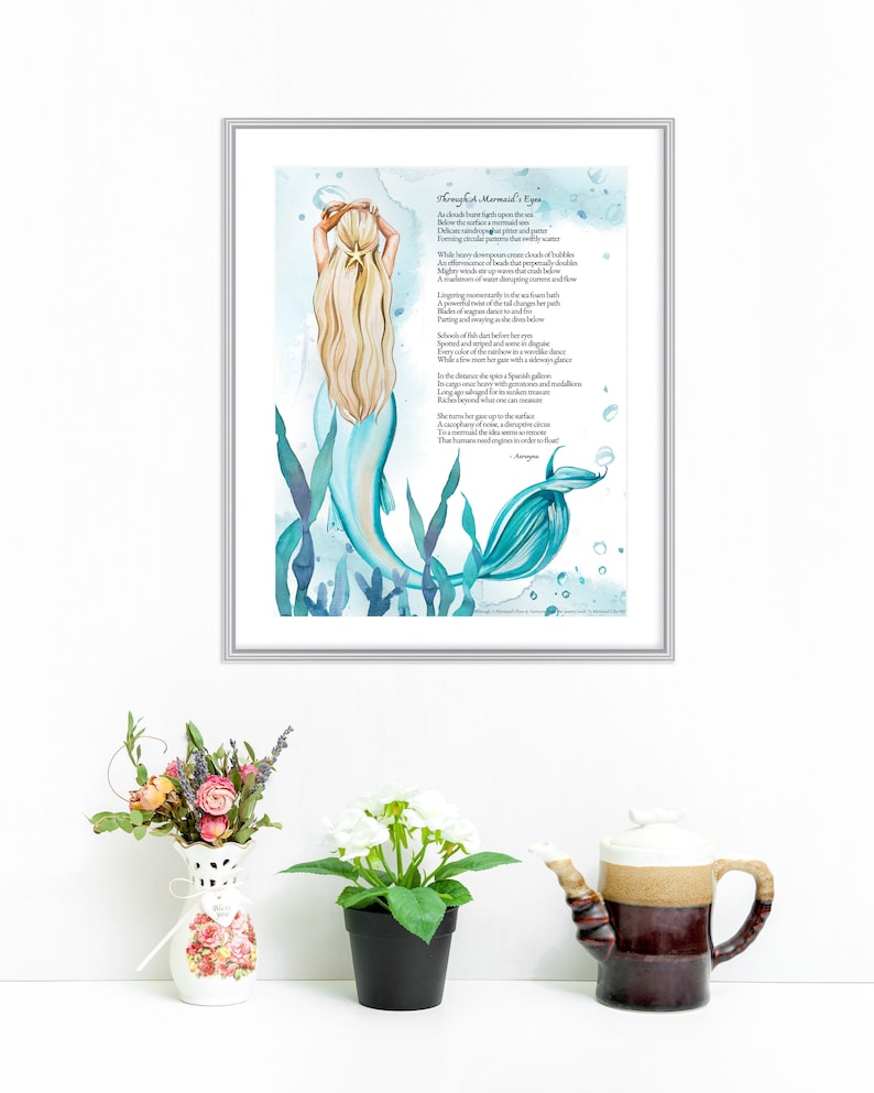 Mermaid Poster Poetry Wall Art "through A Mermaid's Eyes" - Etsy