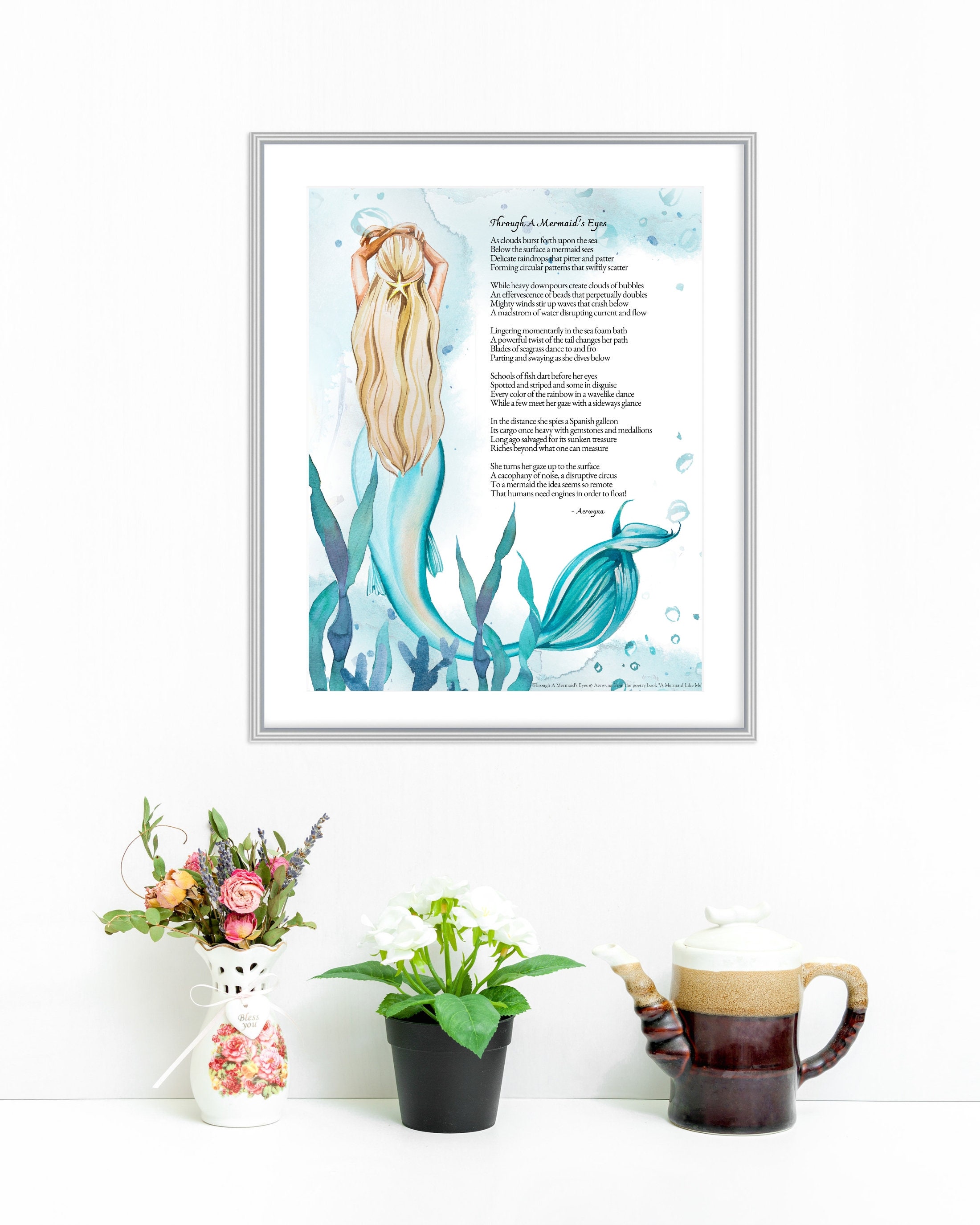 Printable Mermaid Poster Poetry Wall Art "through A Mermaid's Eyes" - Etsy