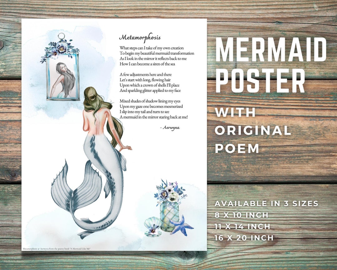 Mermaid Poster Poetry Wall Art "metamorphosis" - Etsy