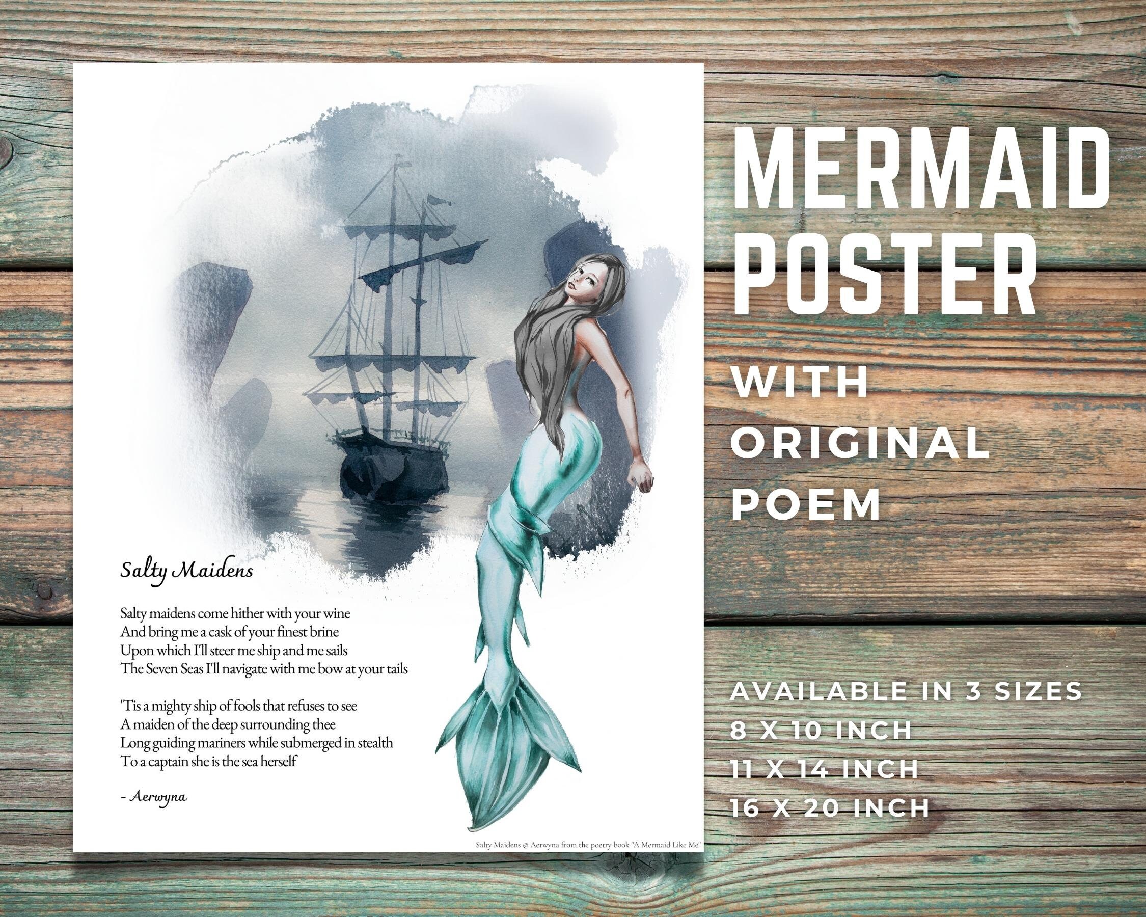 Mermaid Poster Poetry Wall Art "salty Maidens" - Etsy