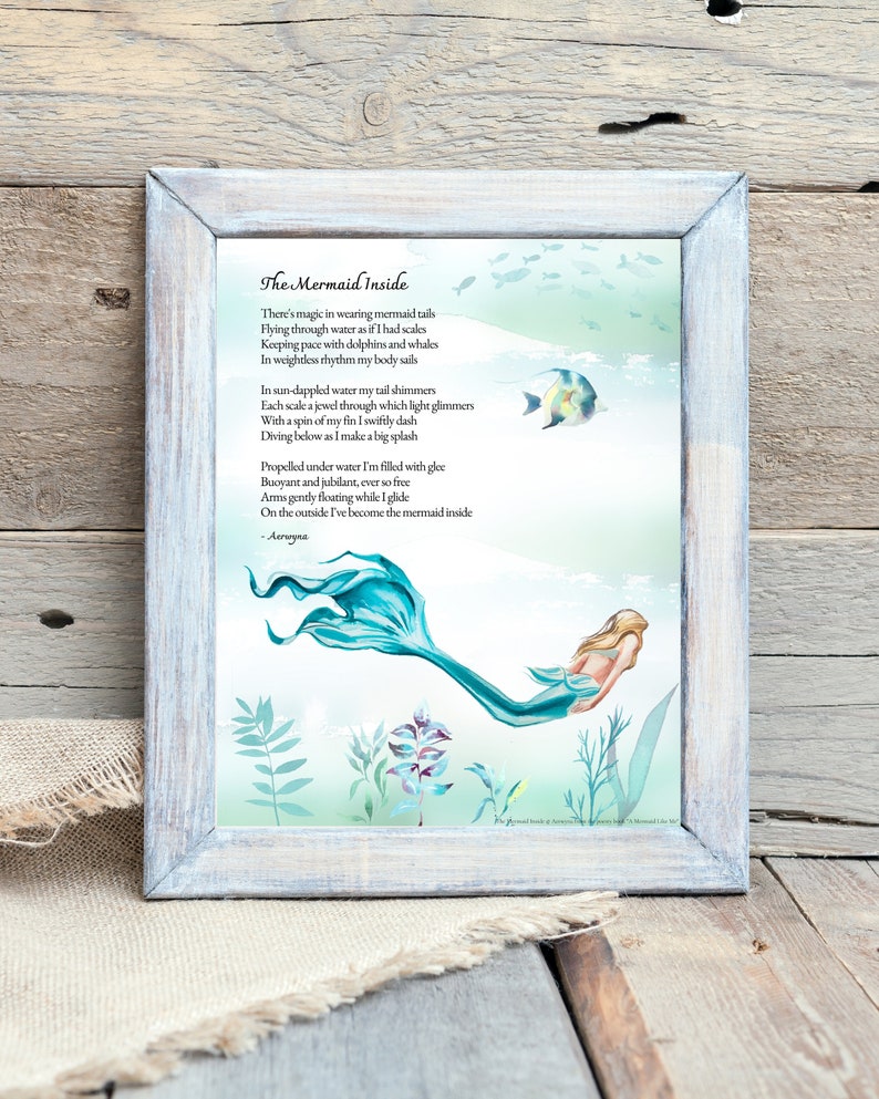 Printable Mermaid Poster Poetry Wall Art "the Mermaid Inside" - Etsy