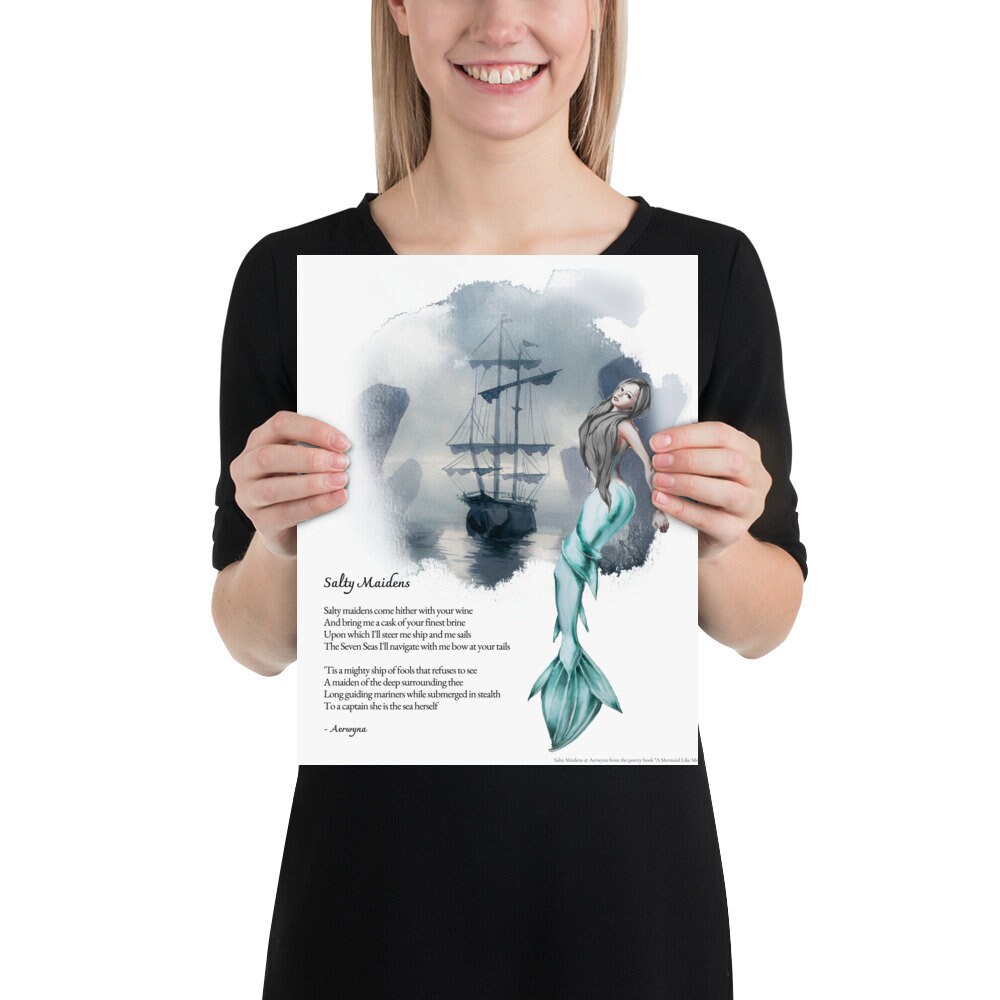Printable Mermaid Poster Poetry Wall Art salty Maidens - Etsy