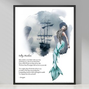 Printable Mermaid Poster Poetry Wall Art "salty Maidens" - Etsy