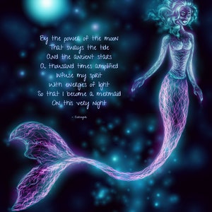 Printable Mermaid Wall Art Transformation Spell - Etsy