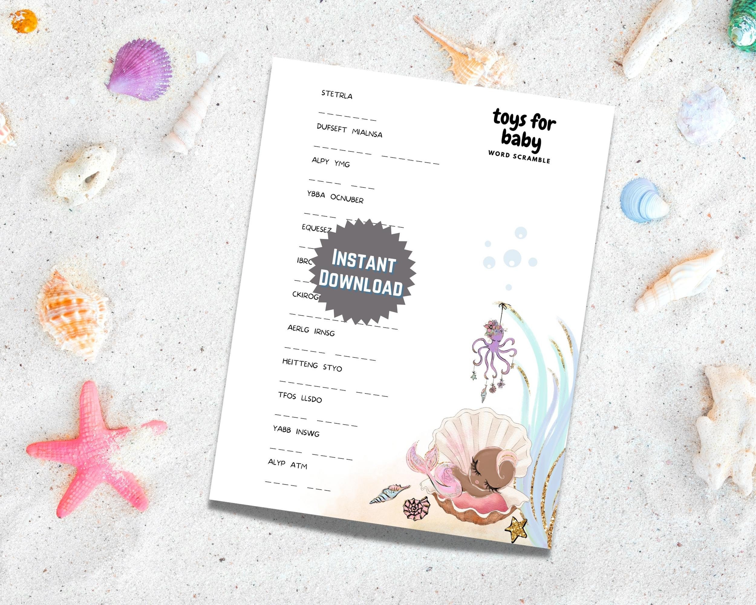 Printable Mermaid Baby Shower Games Dark Skin Tone - Etsy