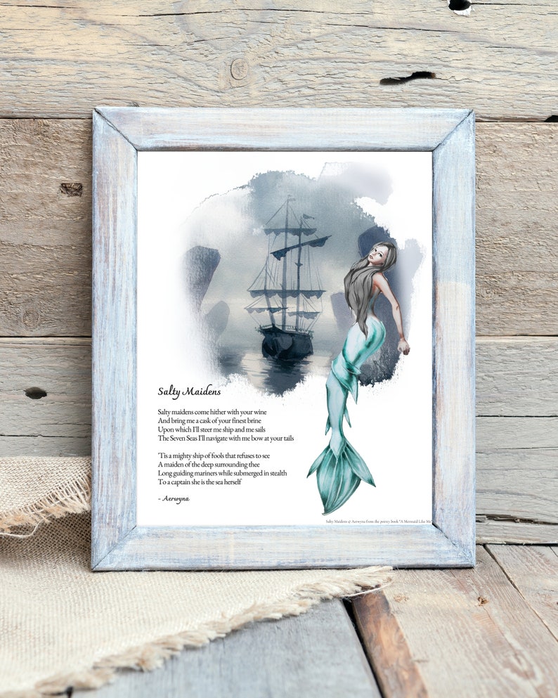 Printable Mermaid Poster Poetry Wall Art "salty Maidens" - Etsy