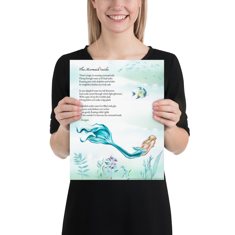 Printable Mermaid Poster Poetry Wall Art "the Mermaid Inside" - Etsy