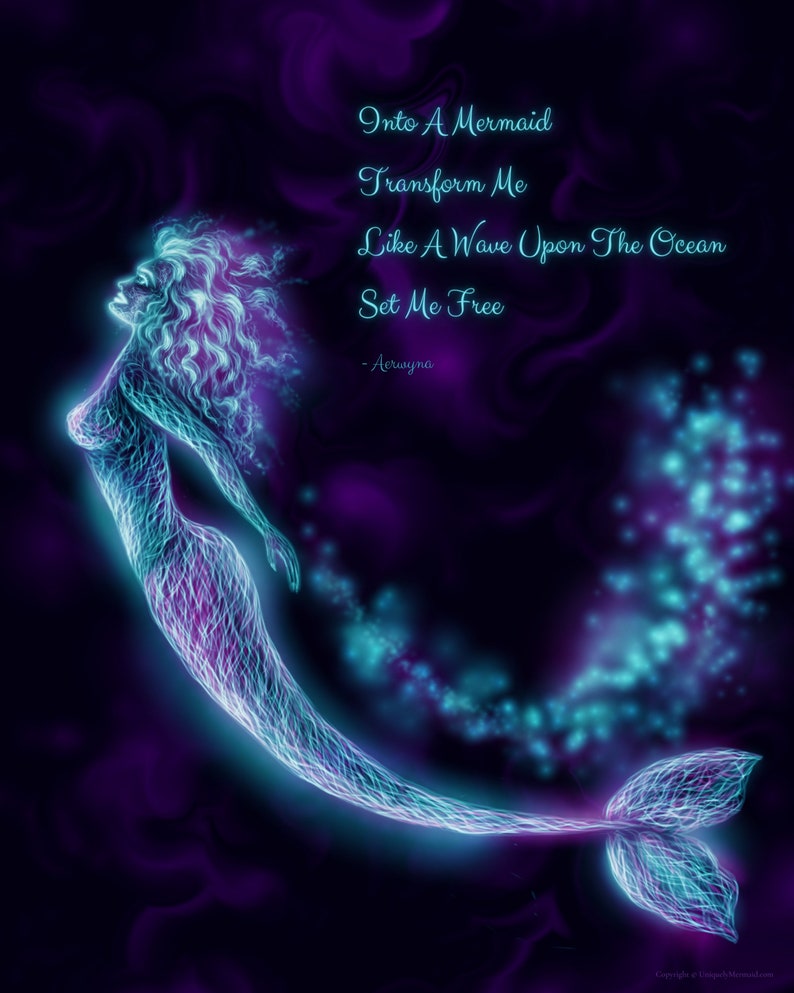 Printable Mermaid Wall Art Transformation Spell - Etsy Denmark