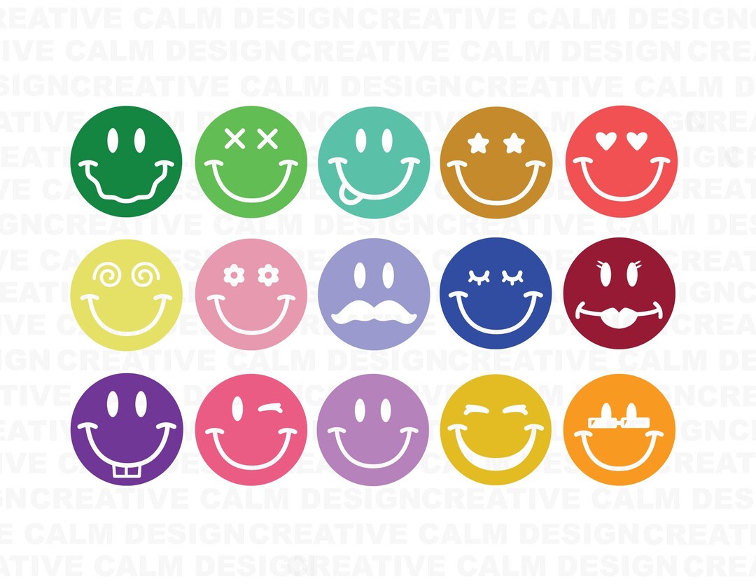 Smiley Faces Variety Bundle SVG PNG Digital Download - Etsy