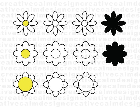 Daisy Flower Outline Bundle SVG PNG JPG Digital Files | Etsy