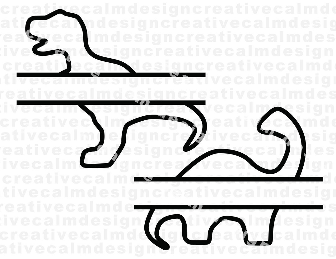 Dinosaur Split Monogram Svg Png Pdf Jpg - Etsy