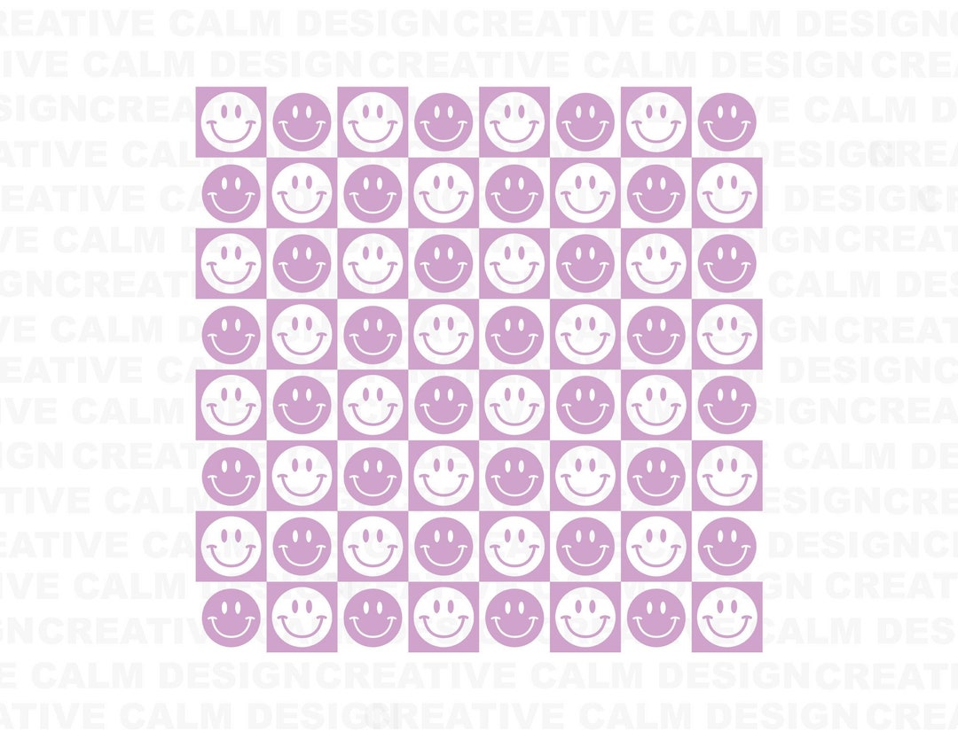 Checkered Smiley Face Seamless Pattern SVG PNG - Etsy