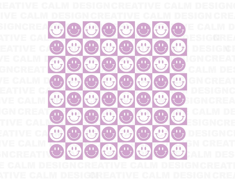 Checkered Smiley Face Seamless Pattern SVG PNG - Etsy