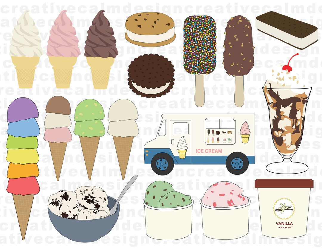 Ice Cream Bundle Clip Art PNG PDF JPG - Etsy