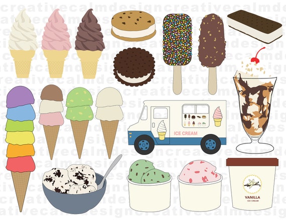 Ice Cream Bundle Clip Art PNG PDF JPG | Etsy