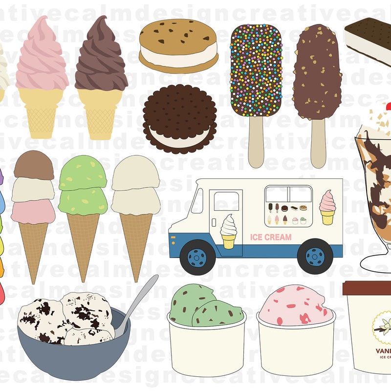 Ice Cream Clip Art - Etsy