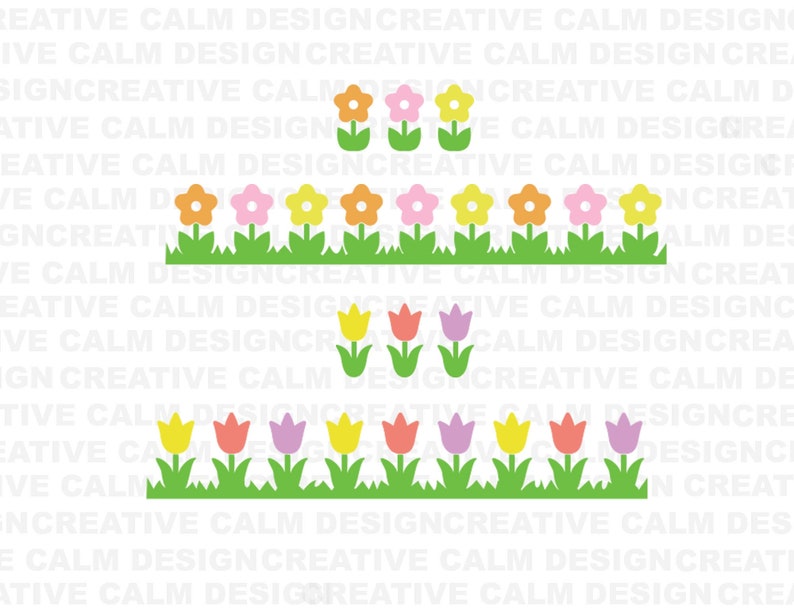 Tulips Spring Flowers Border Bundle SVG PNG JPG - Etsy