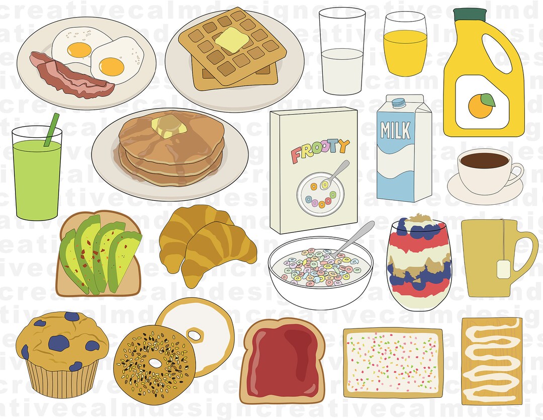 Breakfast Food Bundle Clip Art Png Pdf - Etsy