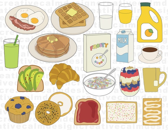 Breakfast Food Bundle Clip Art Png Pdf - Etsy