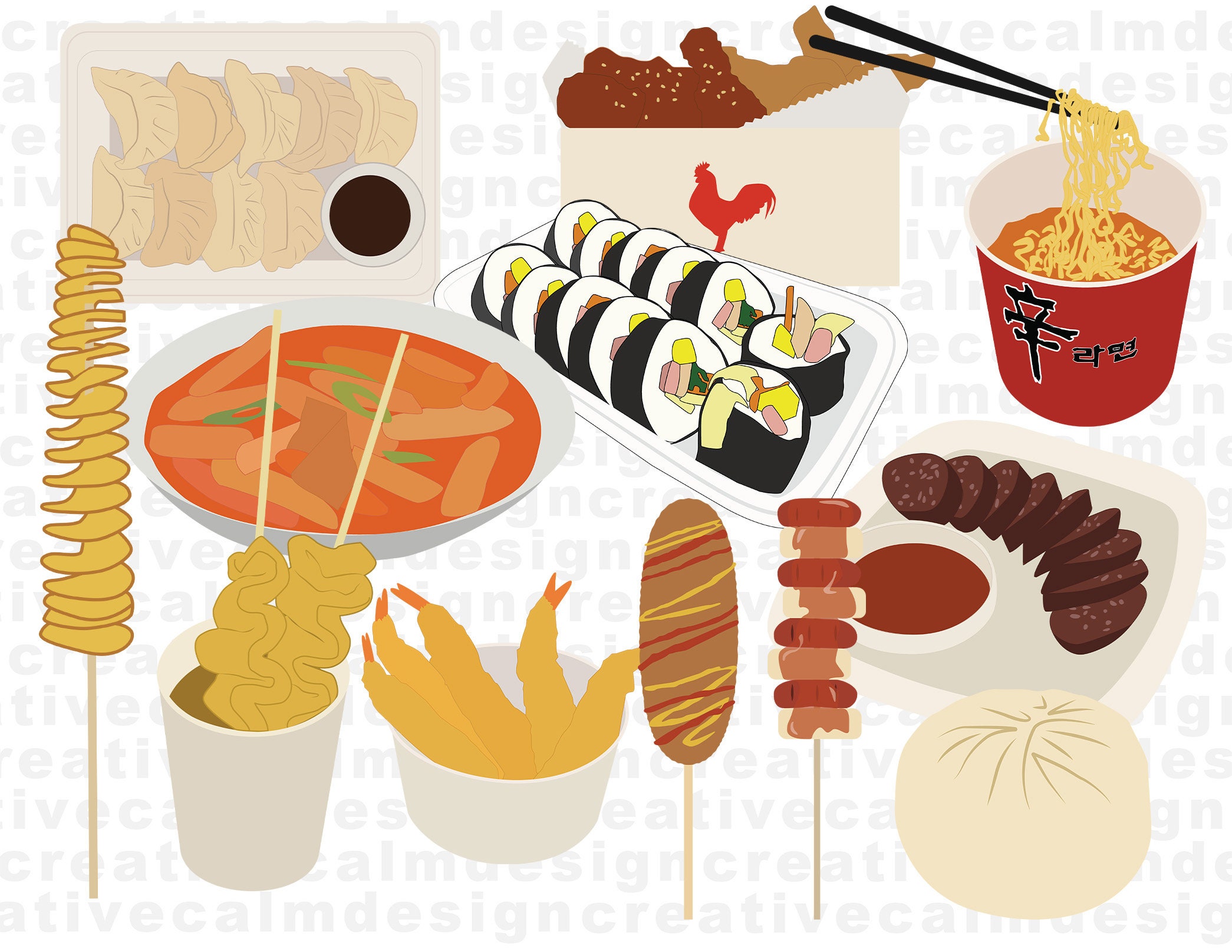 Korean Street Food Clip Art PNG PDF JPG - Etsy