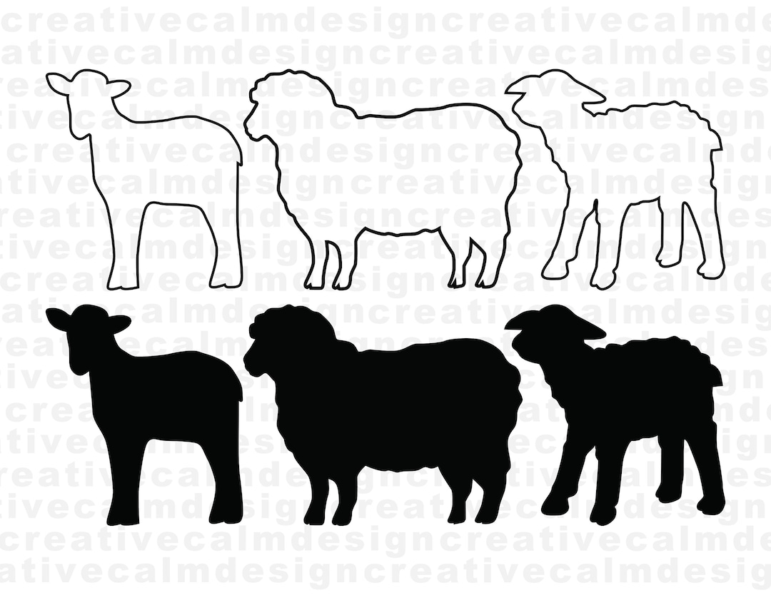 Sheep Lamb Outline Silhouette Svg Png Pdf Jpg Download - Etsy