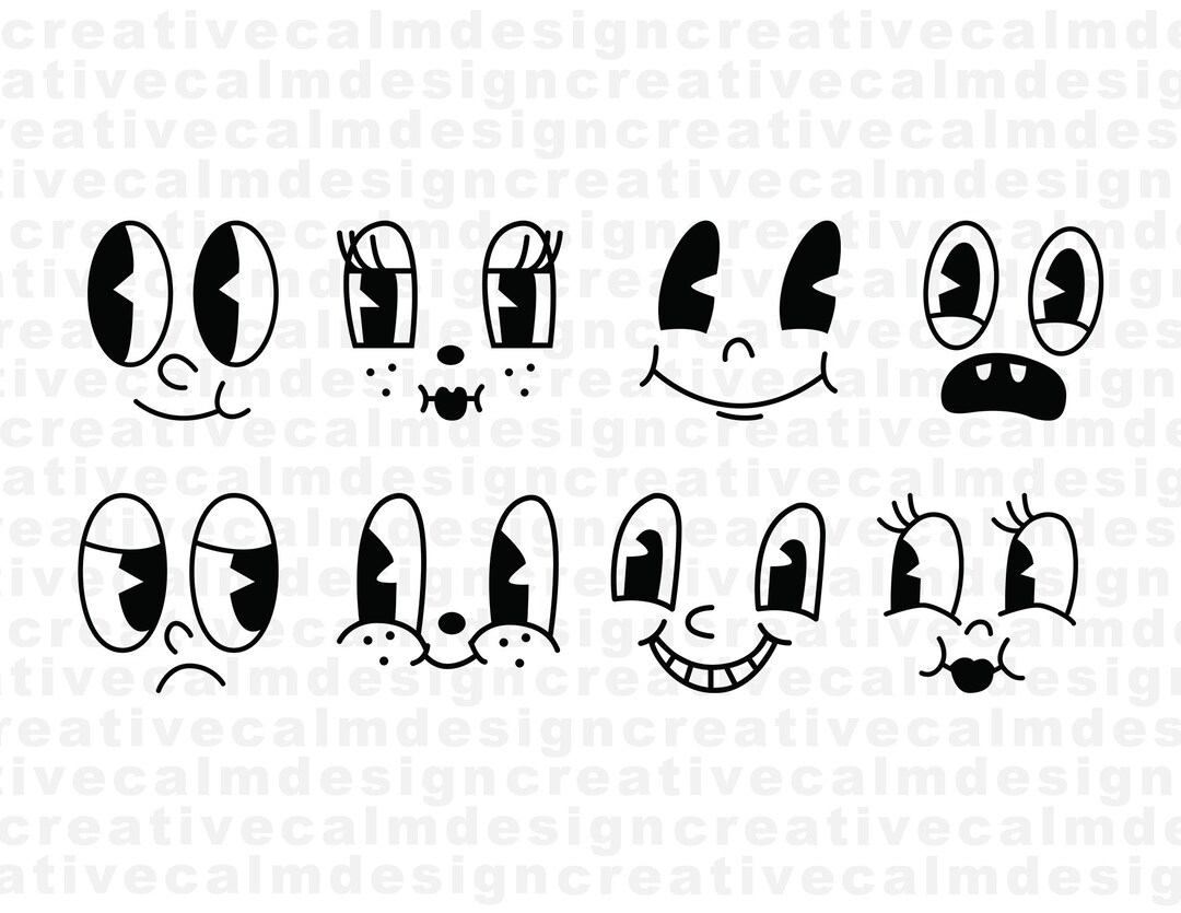 Animated Cartoon Faces Bundle SVG PNG JPG - Etsy