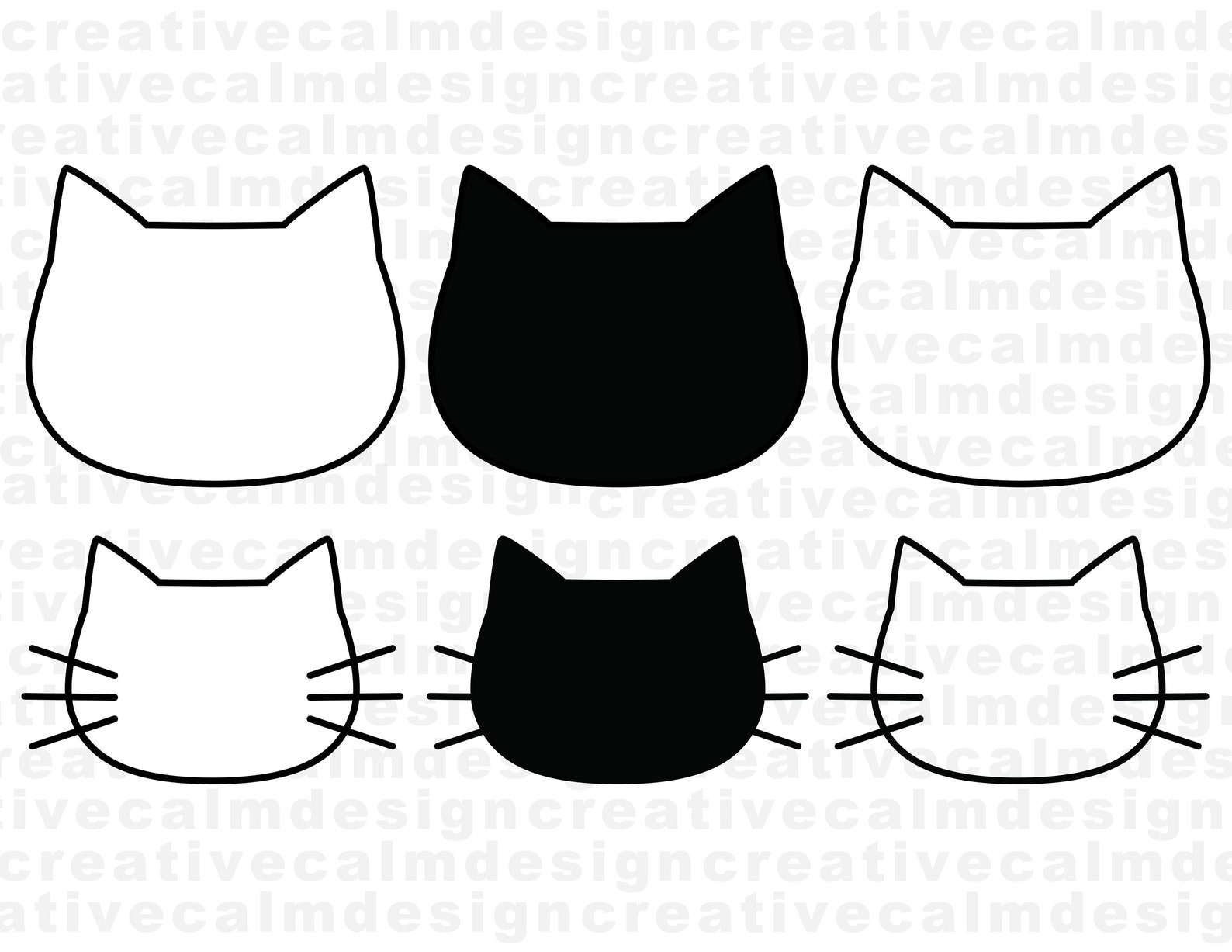 Cat Outline Bundle SVG PNG JPG Digital Download - Etsy