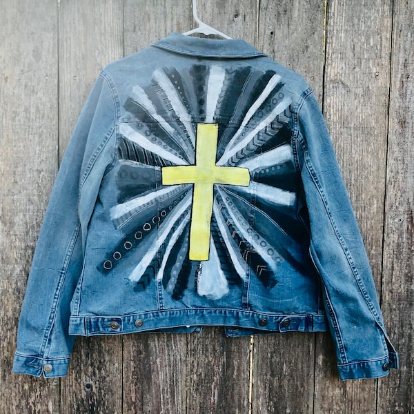 Jean Jacket With Cross - Etsy