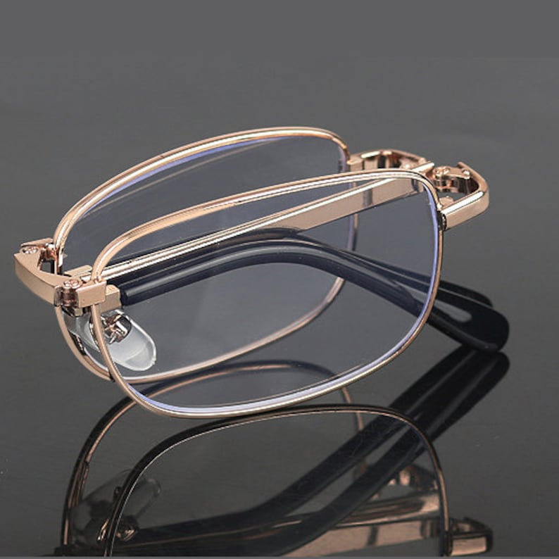 Classic Rimless Compact Reading Glasses Readers Travel Slim Design With ...